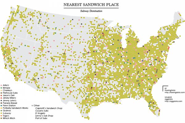 Sandwich Shop Map Shows That We’re Living in a Subway Empire - Neatorama